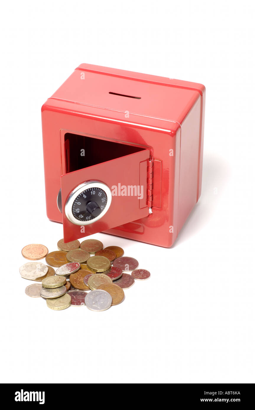 Red money box Stock Photo - Alamy