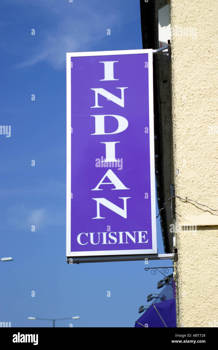indian cuisine sign outside a restaurant Stock Photo - Alamy