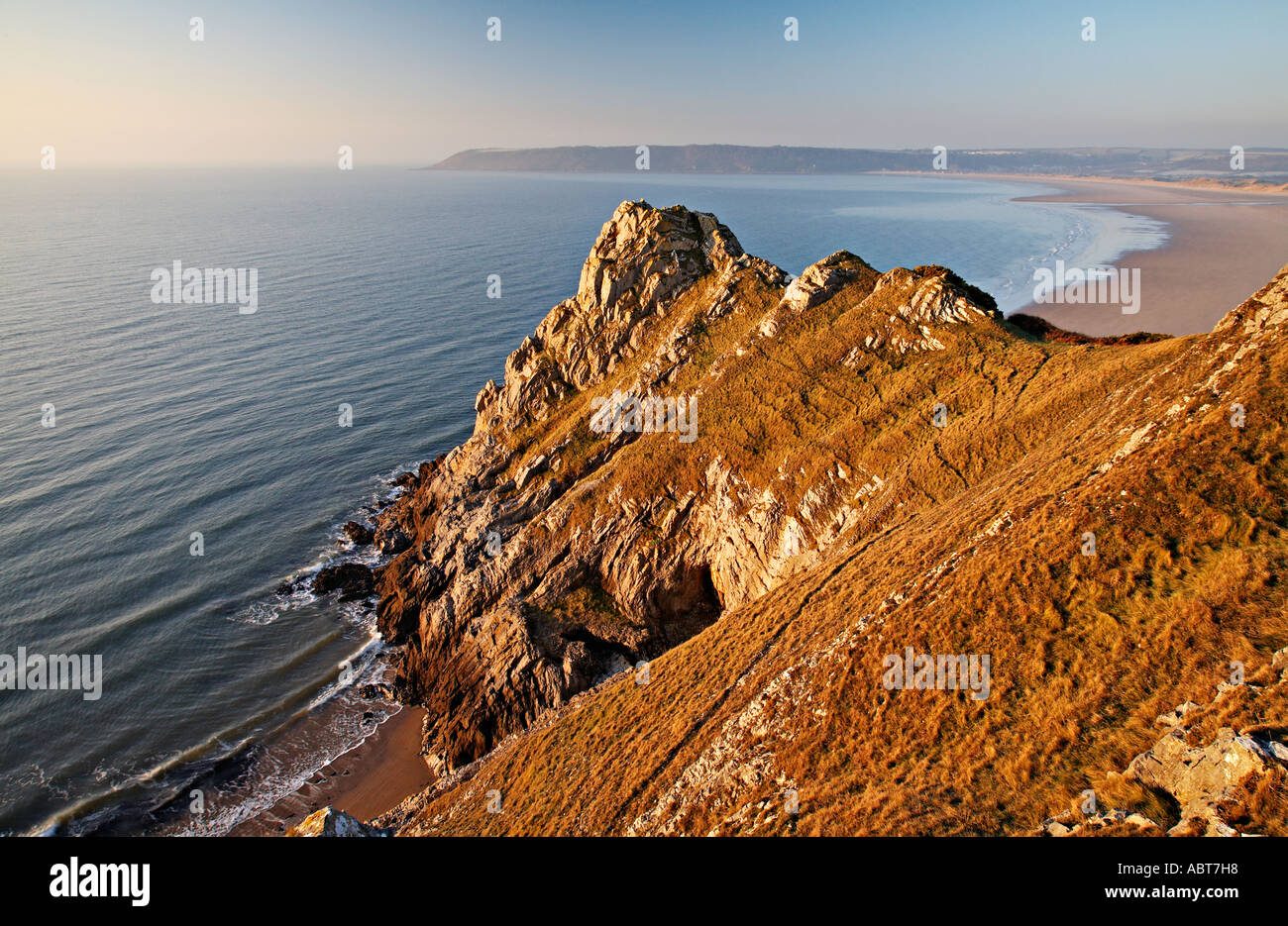 Great Tor Oxwich Bay Gower Peninsula South Wales Stock Photo - Alamy