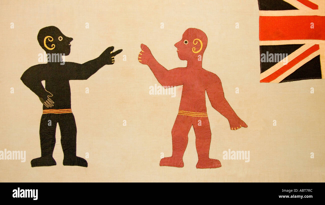 Detail of an Asafo flag Anthropomorphic motifs pointing at each other ...