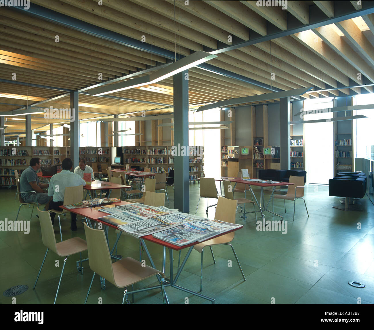 Idea Store, Chrisp Street, Tower Hamlets, London. Reading and work area ...