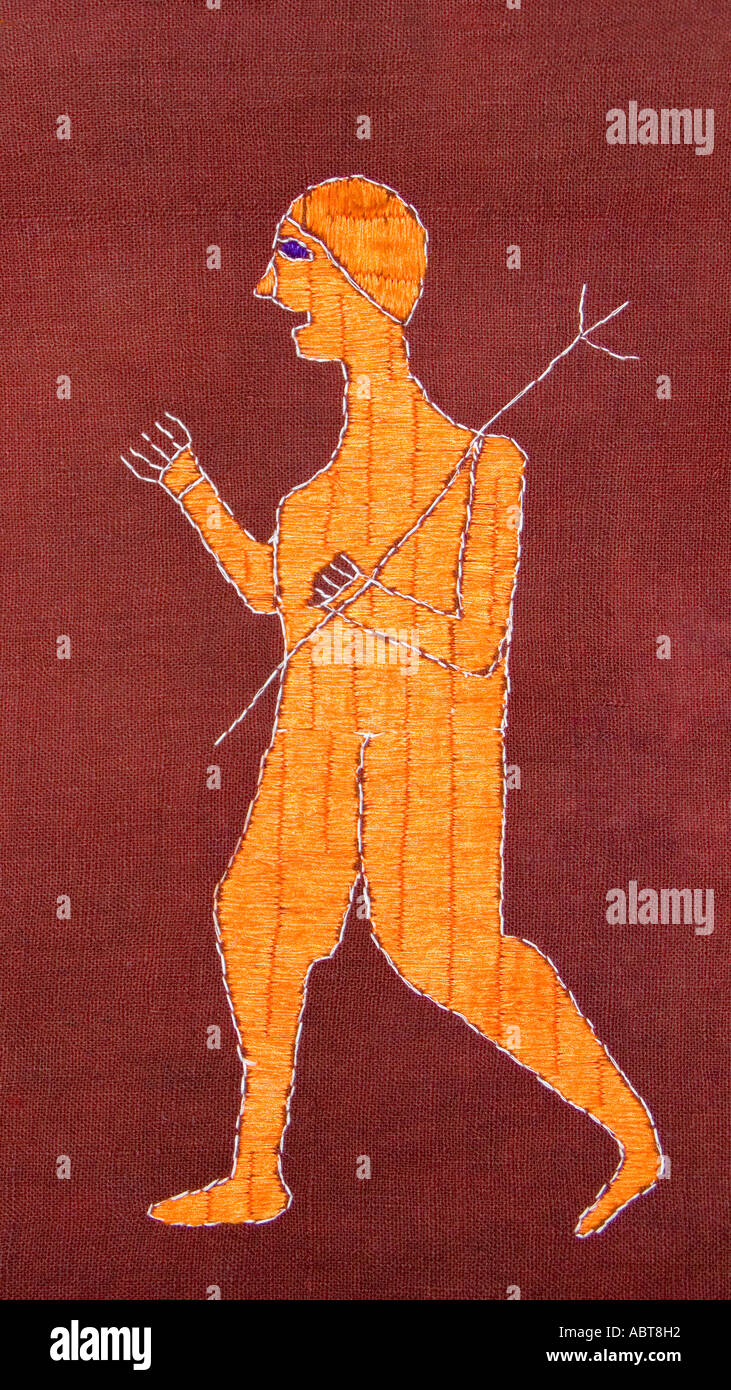 Detail of an embroidered Pulkhari textile from India Warrior with a ...