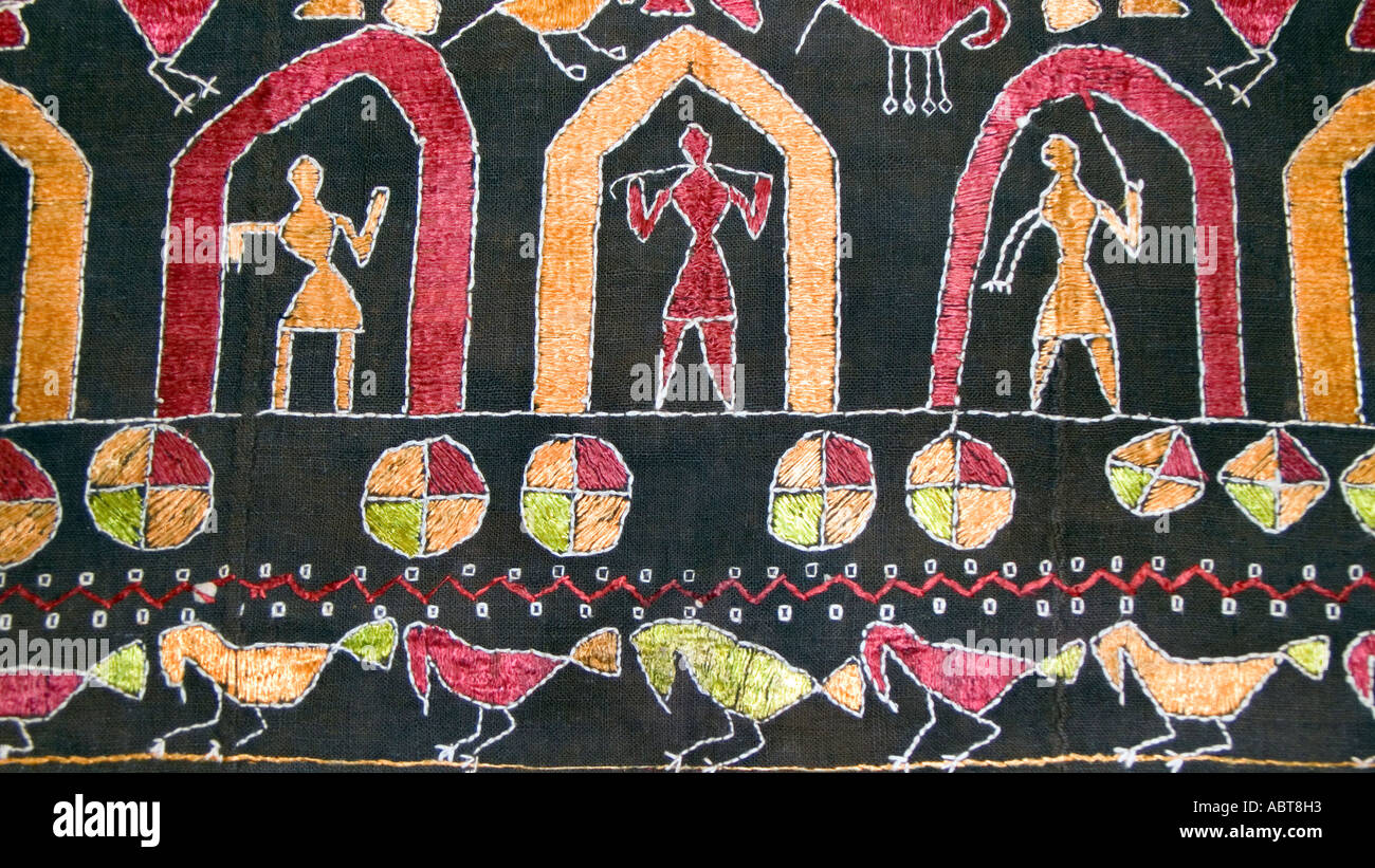 Detail of an embroidered Pulkhari textile from India Stock Photo - Alamy