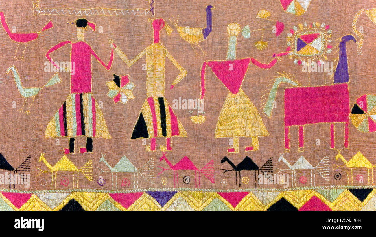 Detail of an embroidered Pulkhari textile from India Stock Photo - Alamy