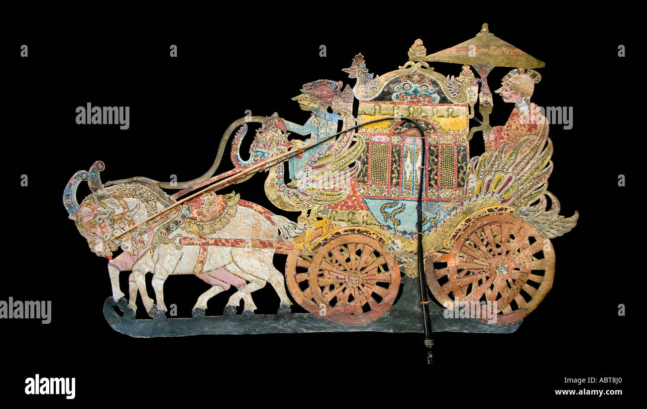 Shadow puppet Wayang Kulit Ornate cart made from flat leather Java ...