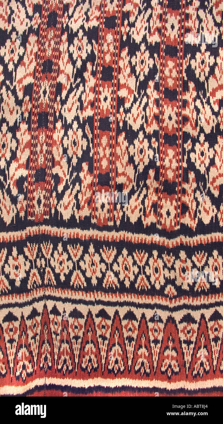 Detail of floral and geometric motifs on a Sumbanese hinggi Ikat ...