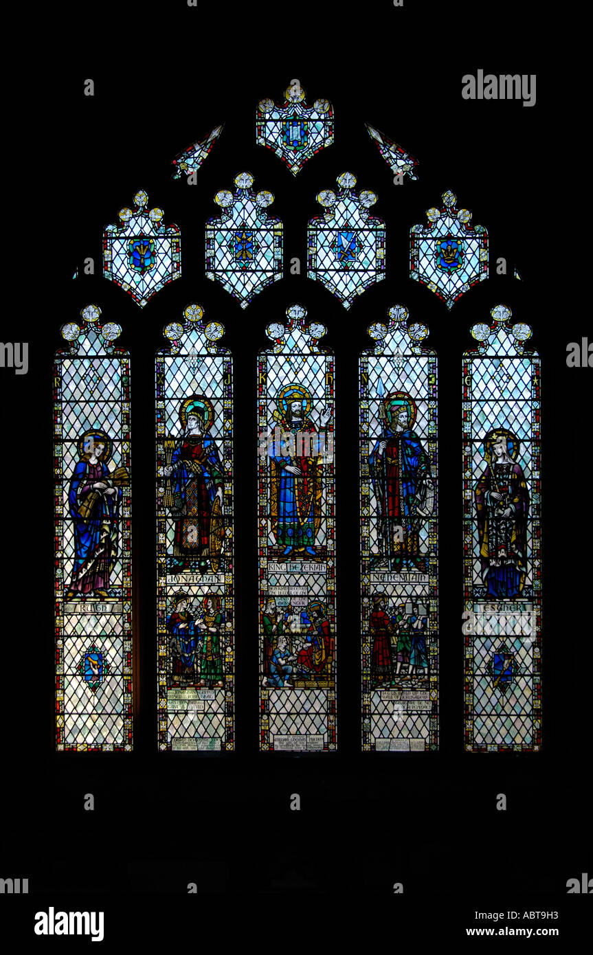 Stained glass window showing Ruth Jonathan King Hezekiah Nehemiah ...