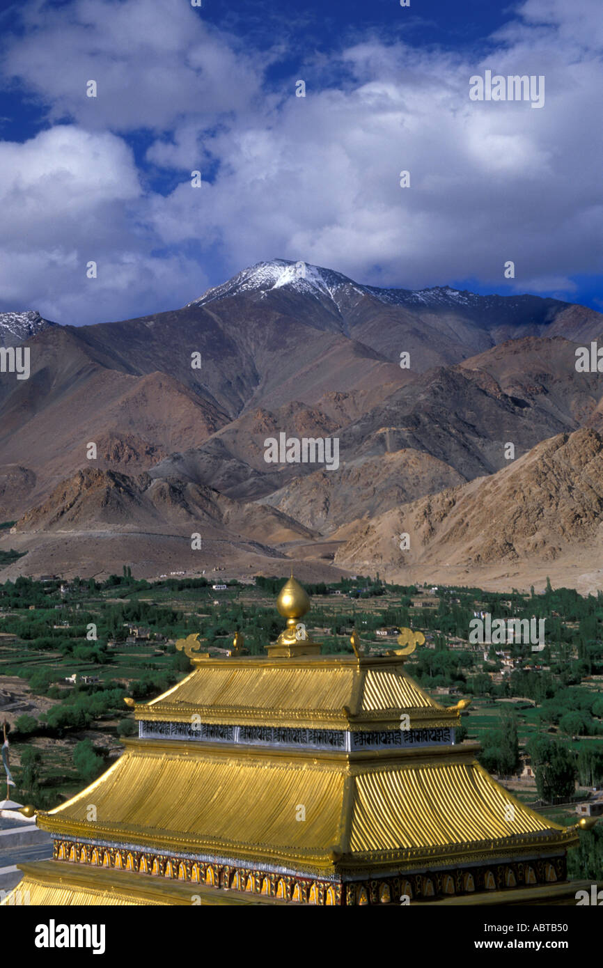 View of Leh and Golden Monastery Roof in Ladakh India Stock Photo - Alamy