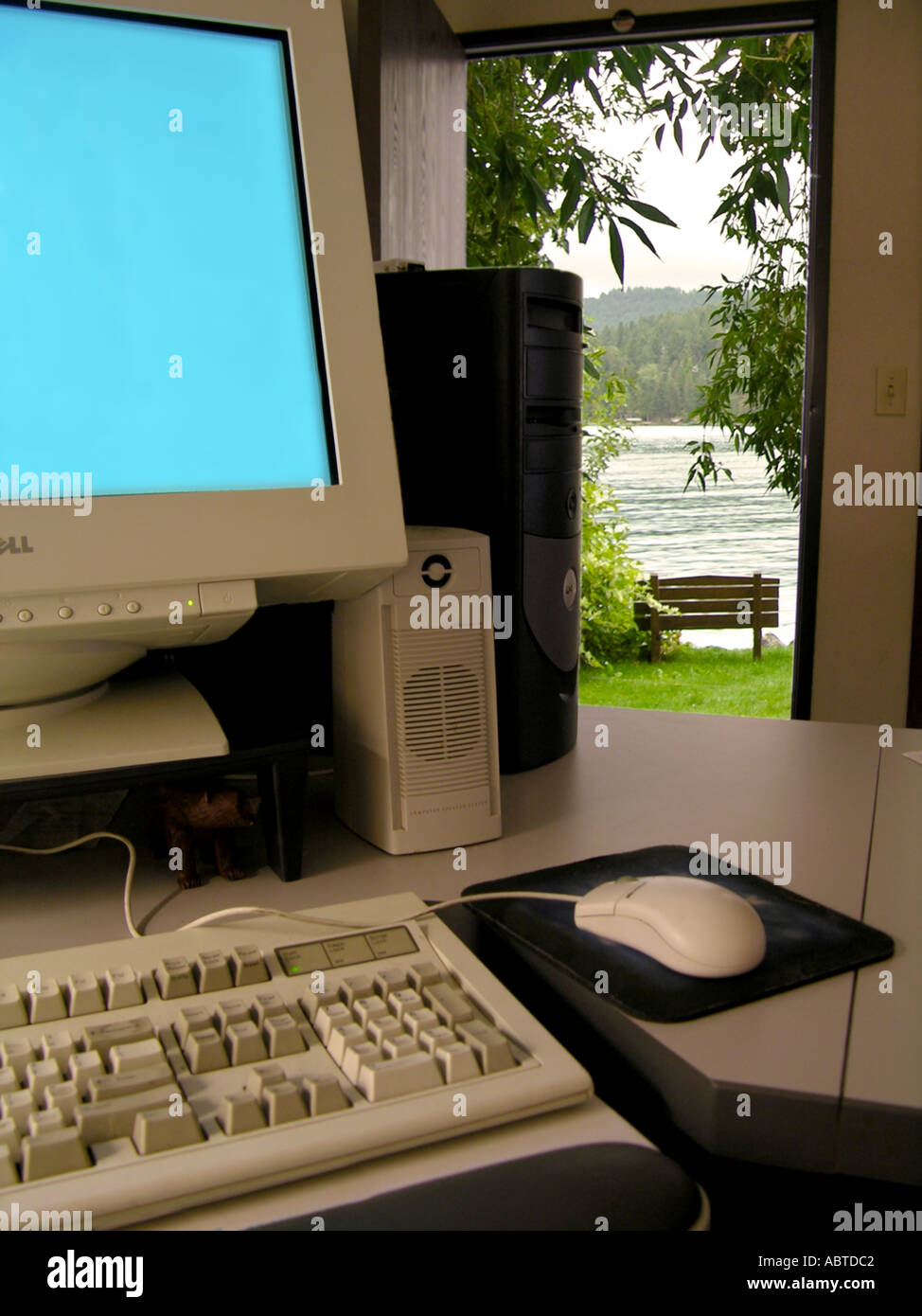 Office with view of outdoors Stock Photo - Alamy