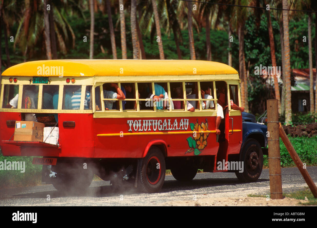 Colorful bus Western Samoa Stock Photo - Alamy