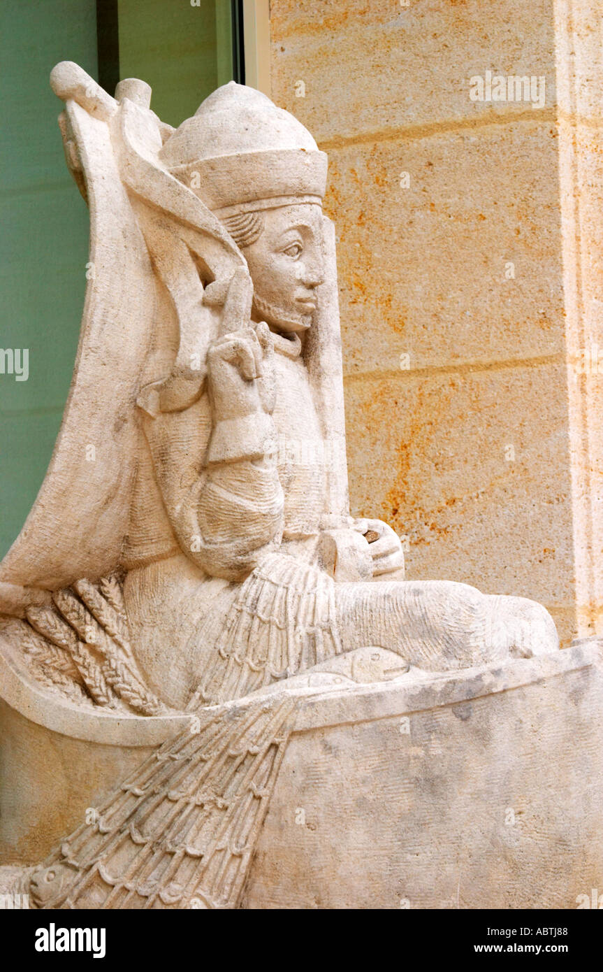 The newly renovated Chateau Petrus with a stone statue of Peter the ...