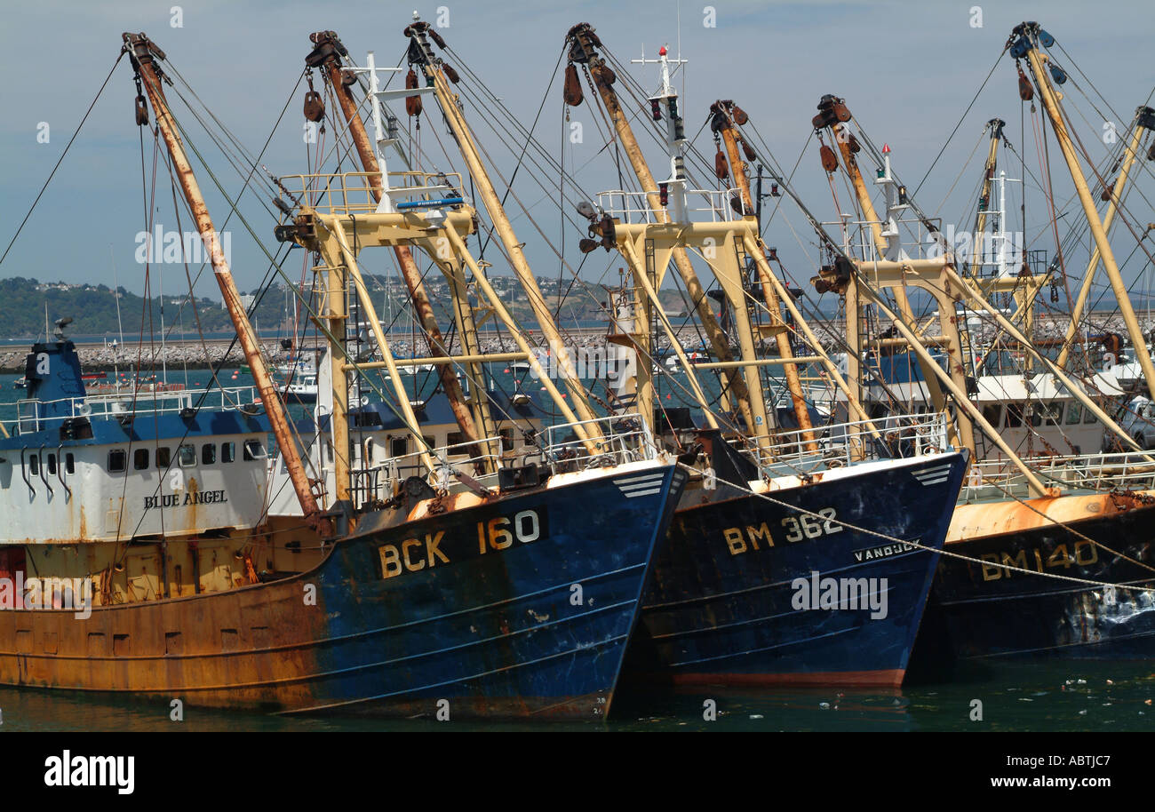 Trawlers at Fish Quay in Brixham Harbour Devon England United Kingdom ...