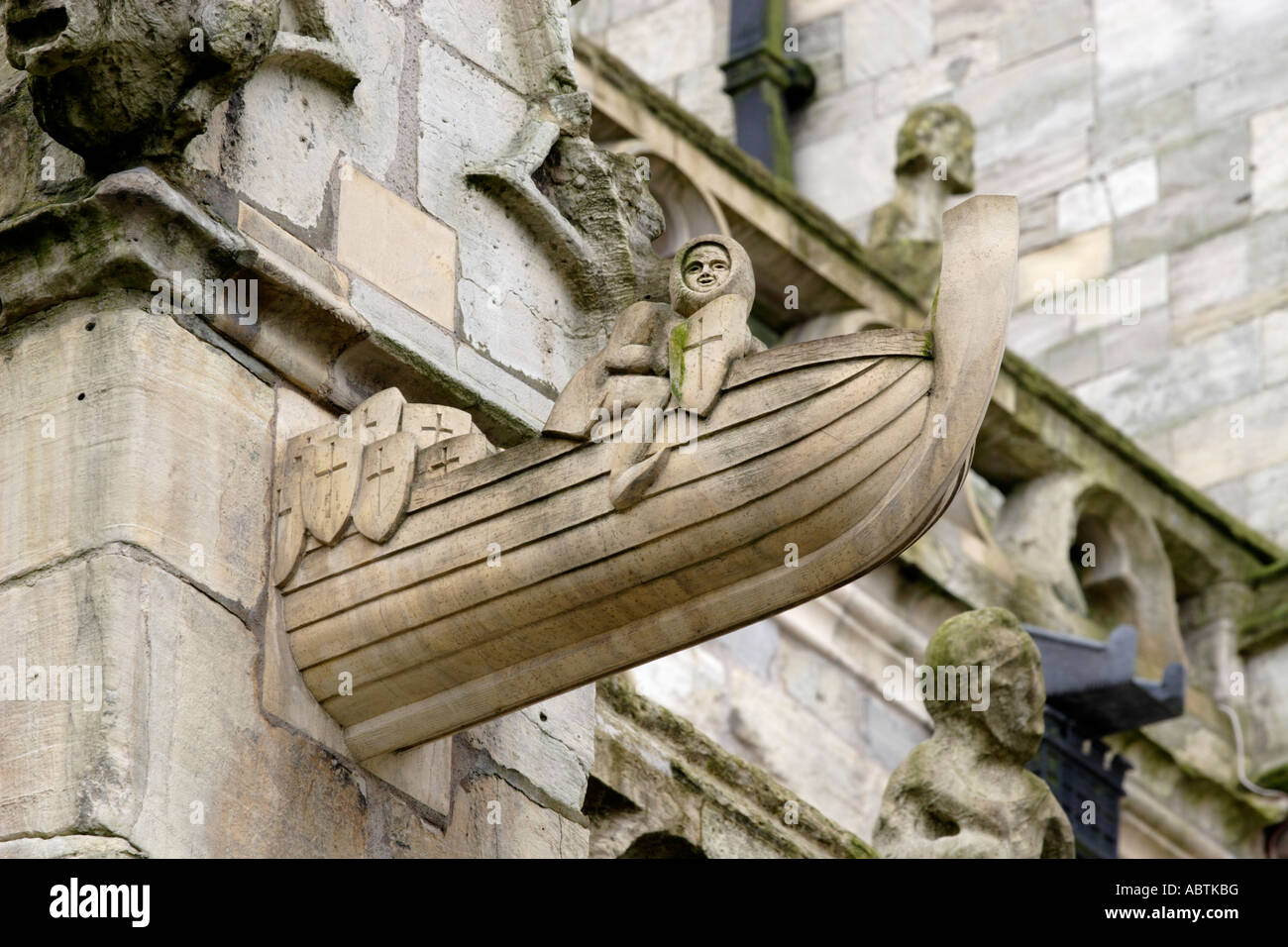 Modern replacement parapet sculpture at Selby Abbey North Yorkshire ...