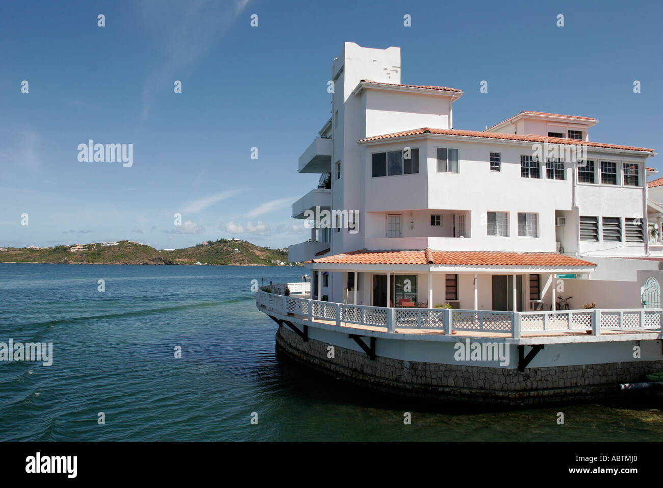 Caribbean sea water shares island with sint maarten hi-res stock ...