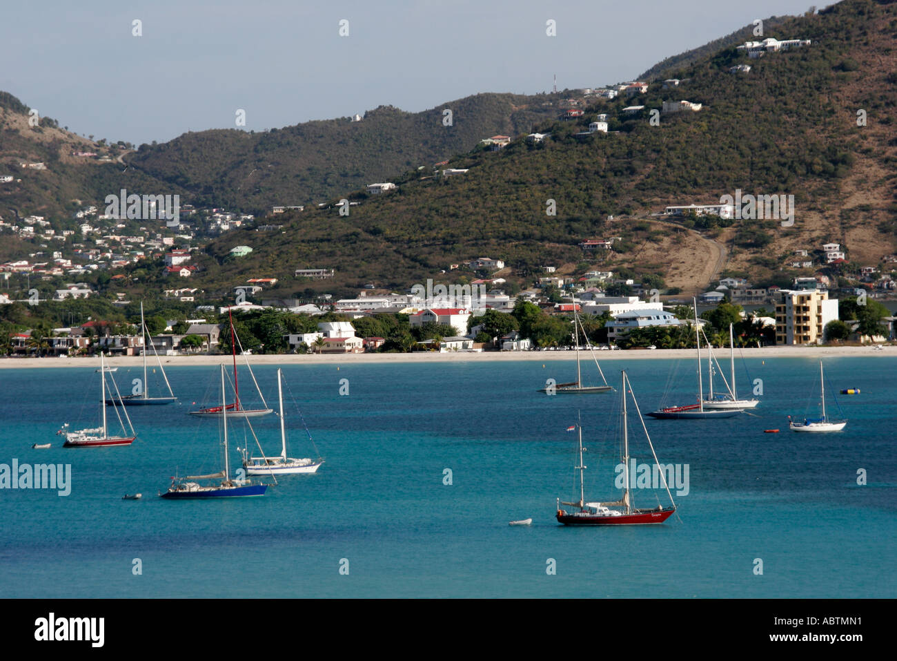Caribbean sea water shares island with sint maarten hi-res stock ...