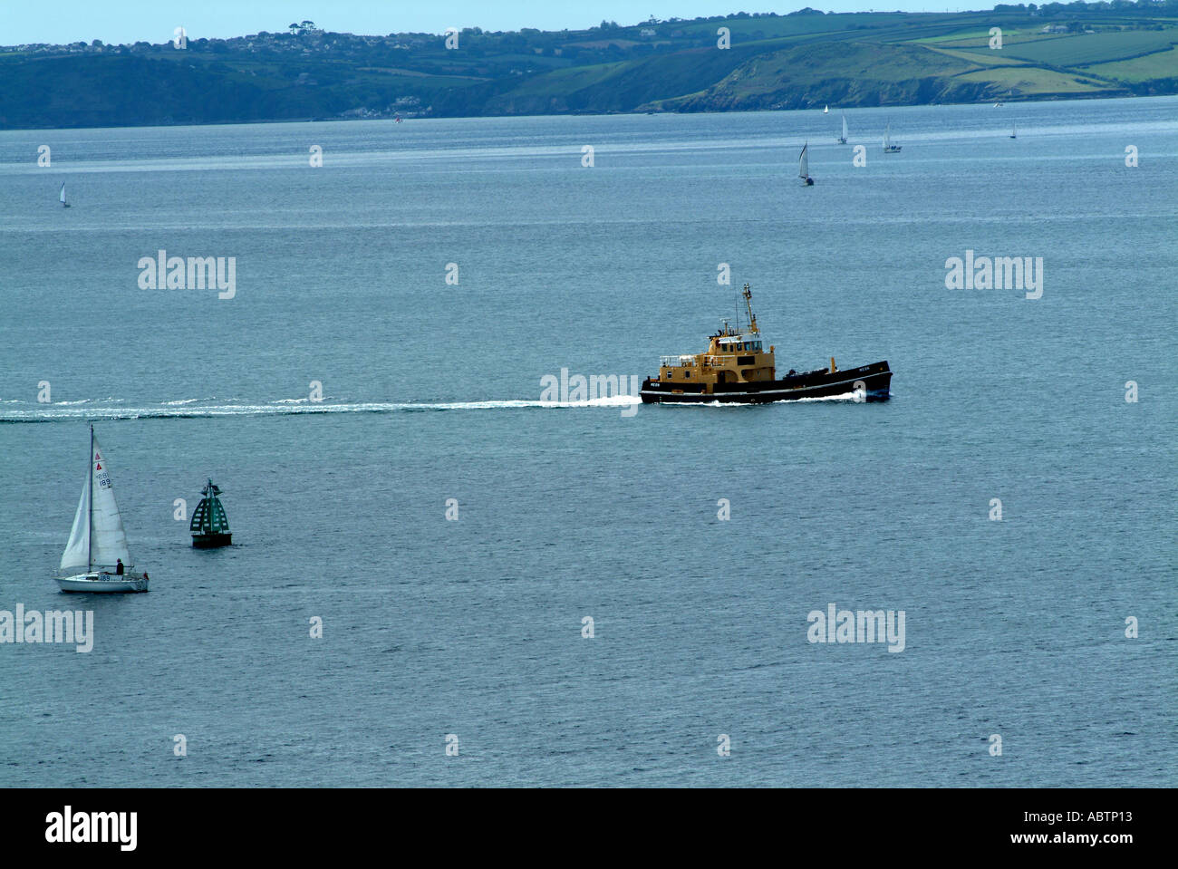 Small Royal Navy Fleet Tender MV Meon and Yachts on River Fal at ...
