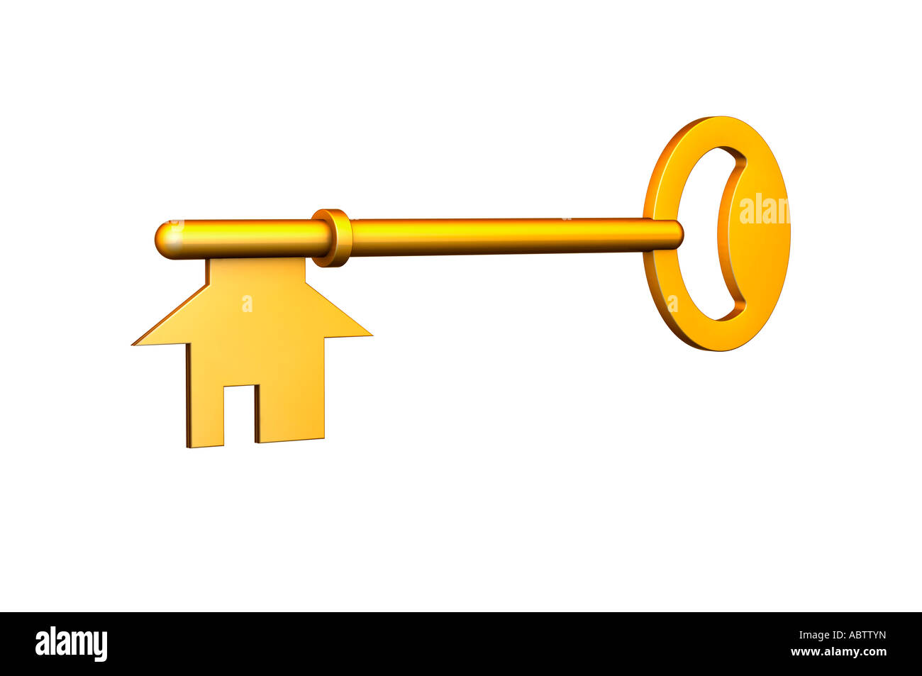 Golden key with house icon Cut Out Stock Images & Pictures - Alamy