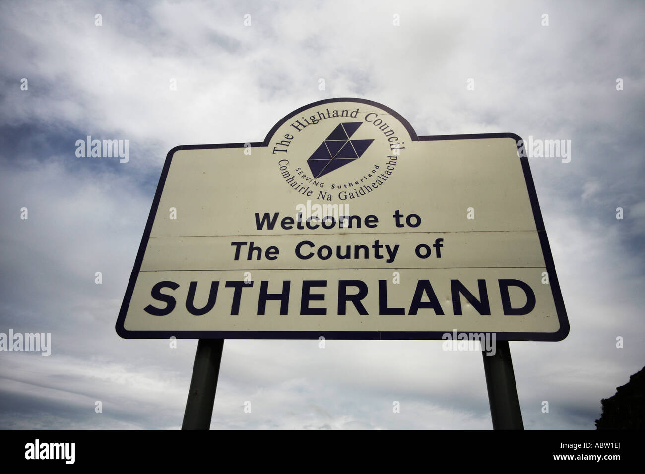 Welcome to Sutherland Road Sign, Scotland Stock Photo - Alamy