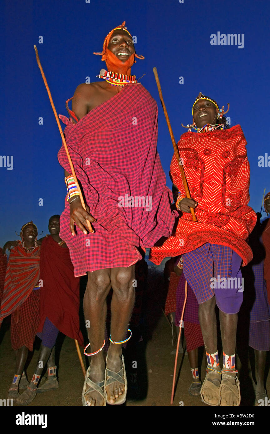 Maasai Warrior jumping dance Leap into the air to demonstrate strength ...