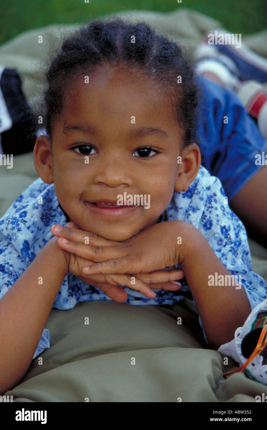 Outdoor portrait of Black Child with Braids Stock Photo - Alamy