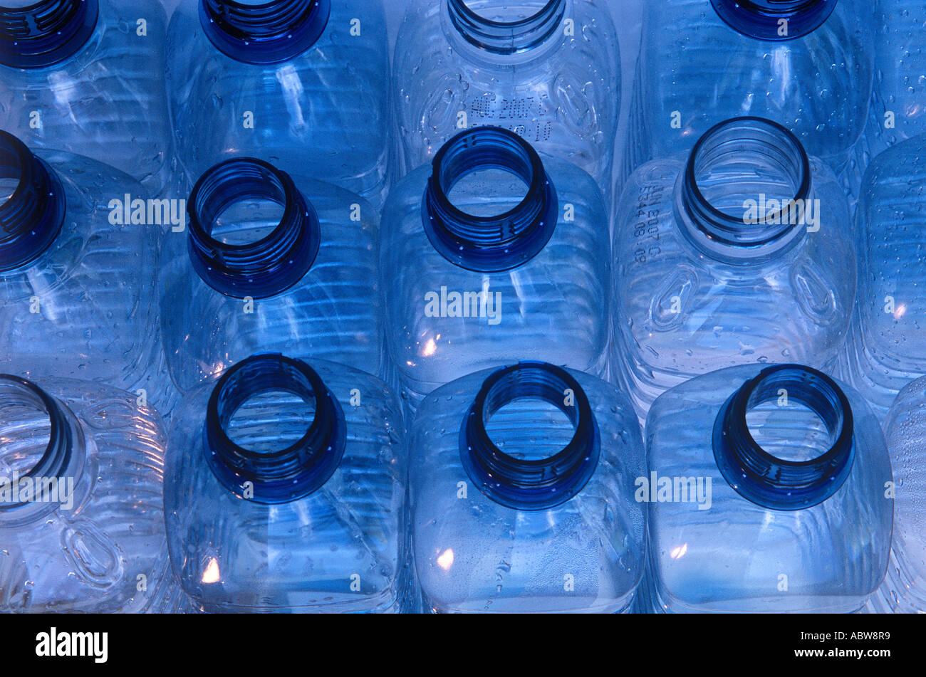 Blue recycled plastic bottles Stock Photo - Alamy