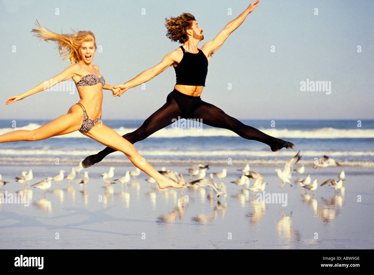 Dancer Leaping On Beach