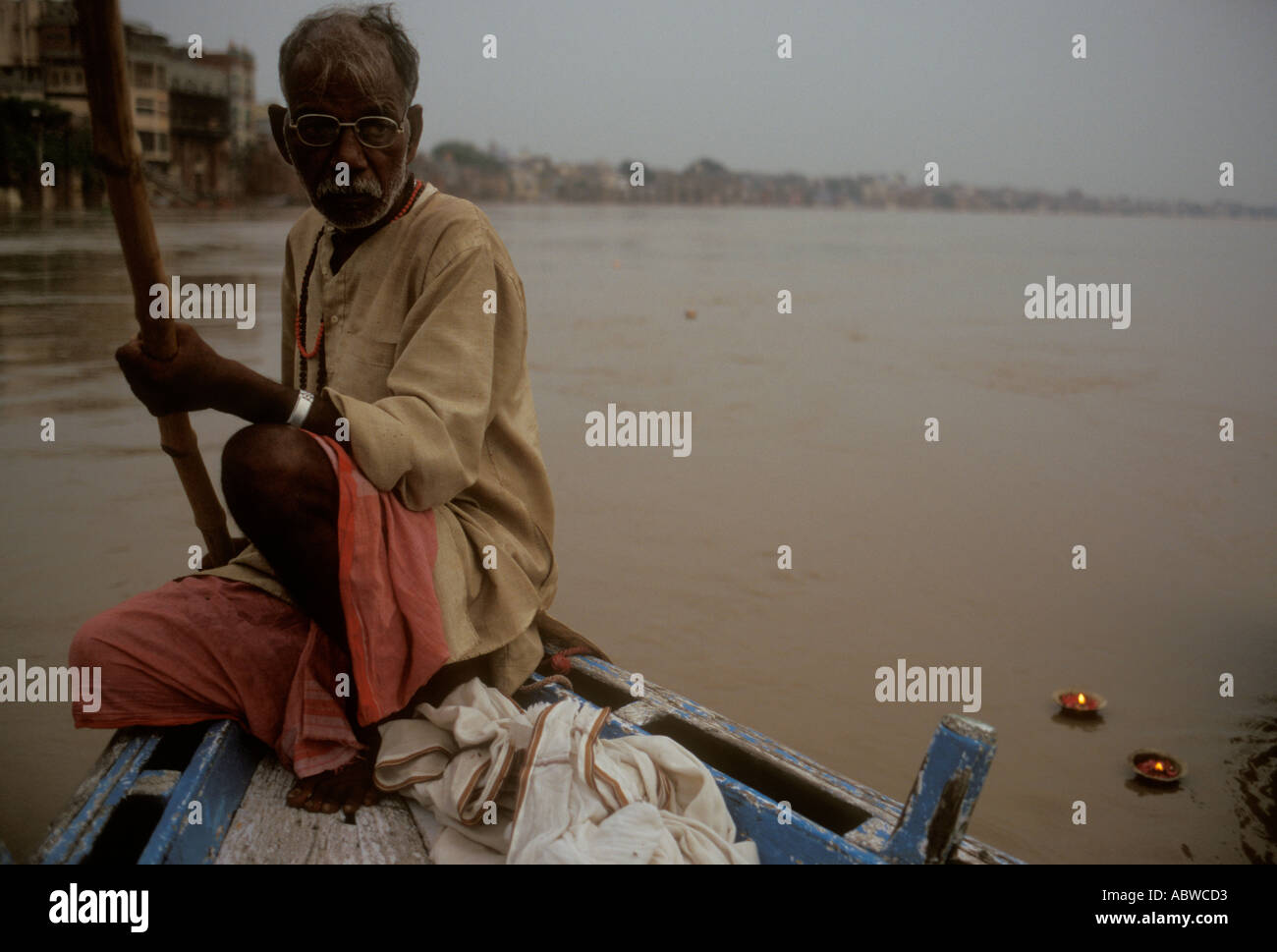 Boatman on the Ganges River Varanasi INDIA Stock Photo - Alamy