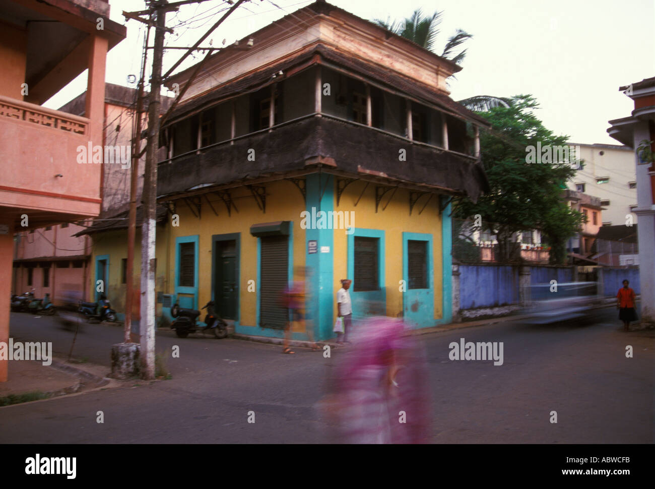 Blurred man walking through Old Goa Town in Panaji INDIA at dusk Stock ...