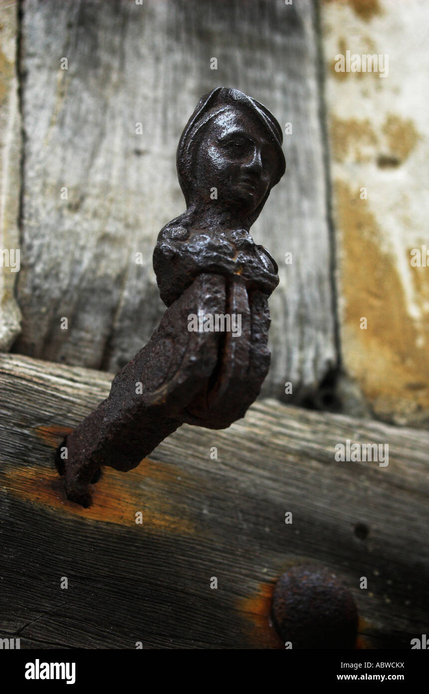 Close-up detail of a metal shutter catch, France Stock Photo - Alamy