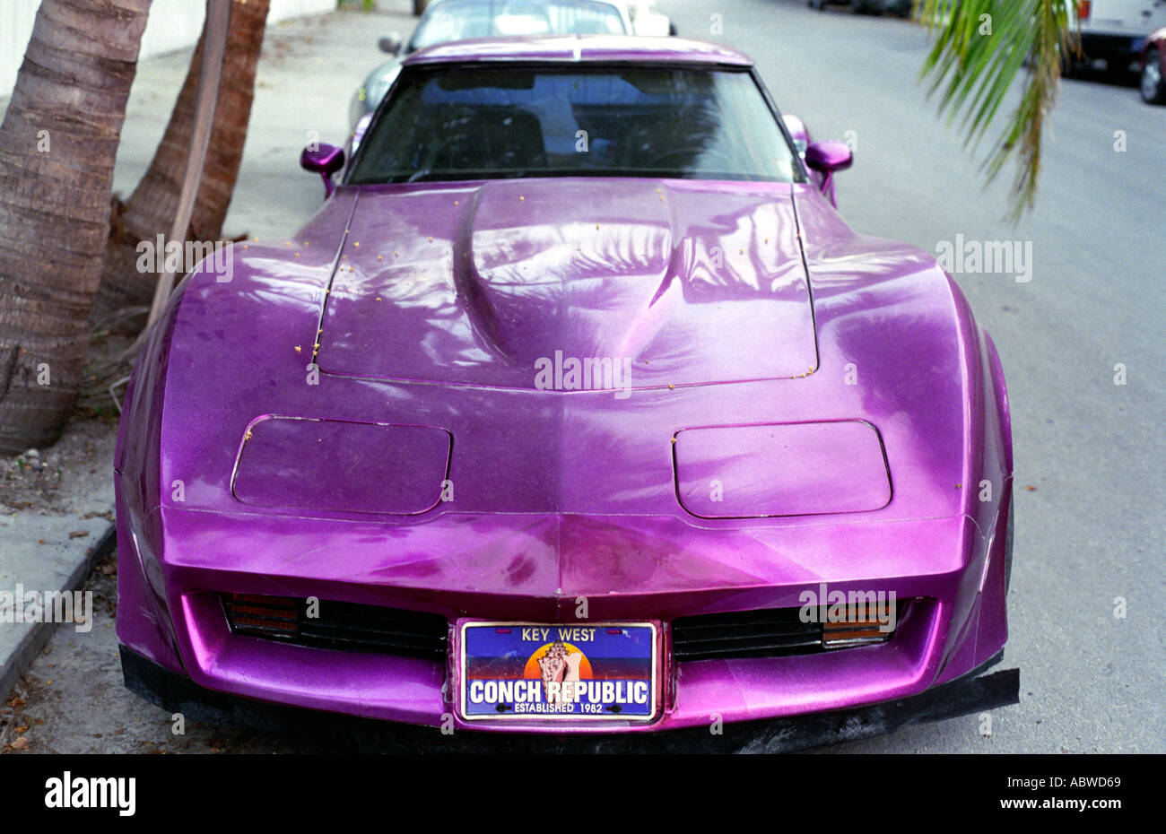 Purple Corvette on Key West Stock Photo - Alamy