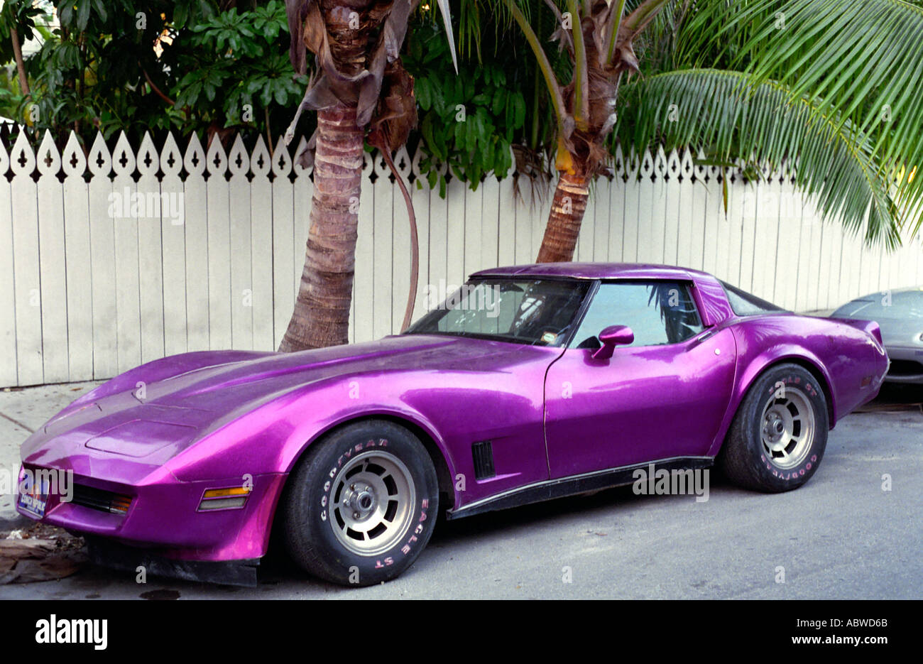 Purple Corvette profile on Key West Stock Photo - Alamy