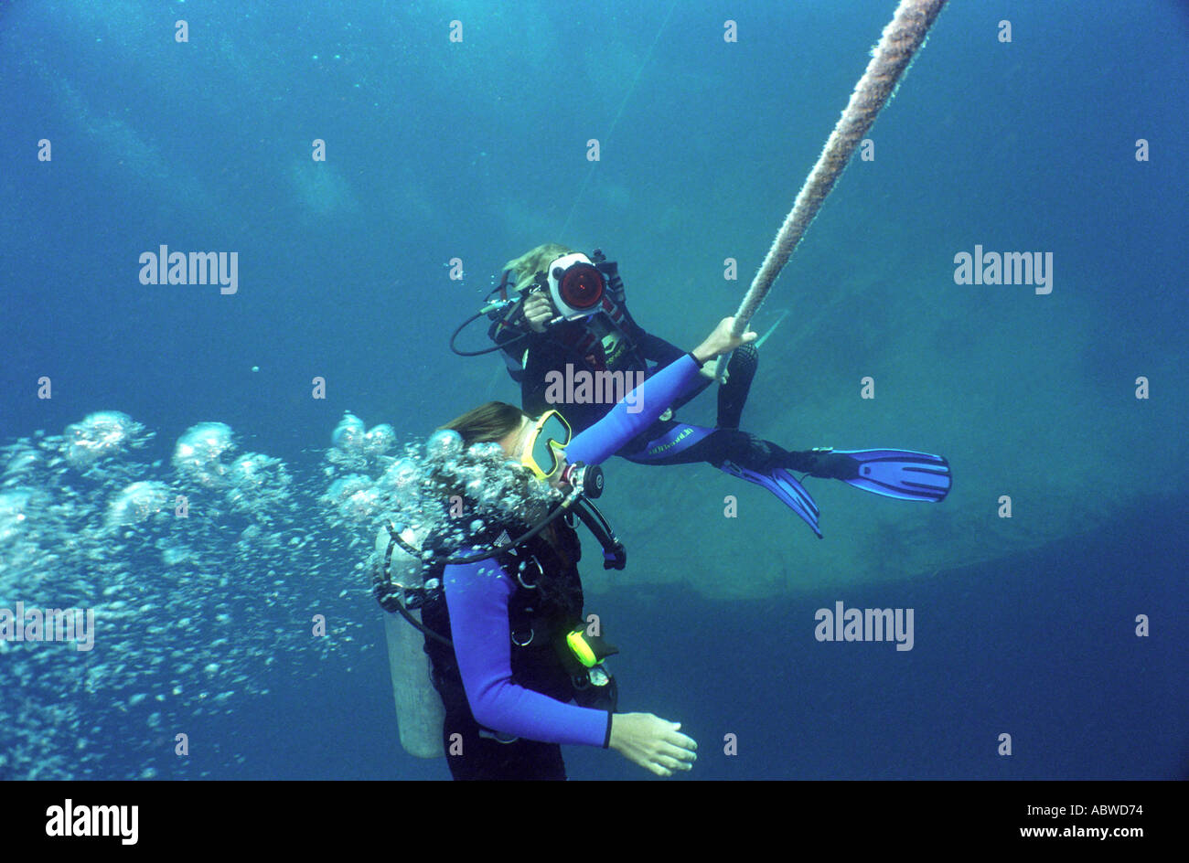 Scuba divers descending hi-res stock photography and images - Alamy