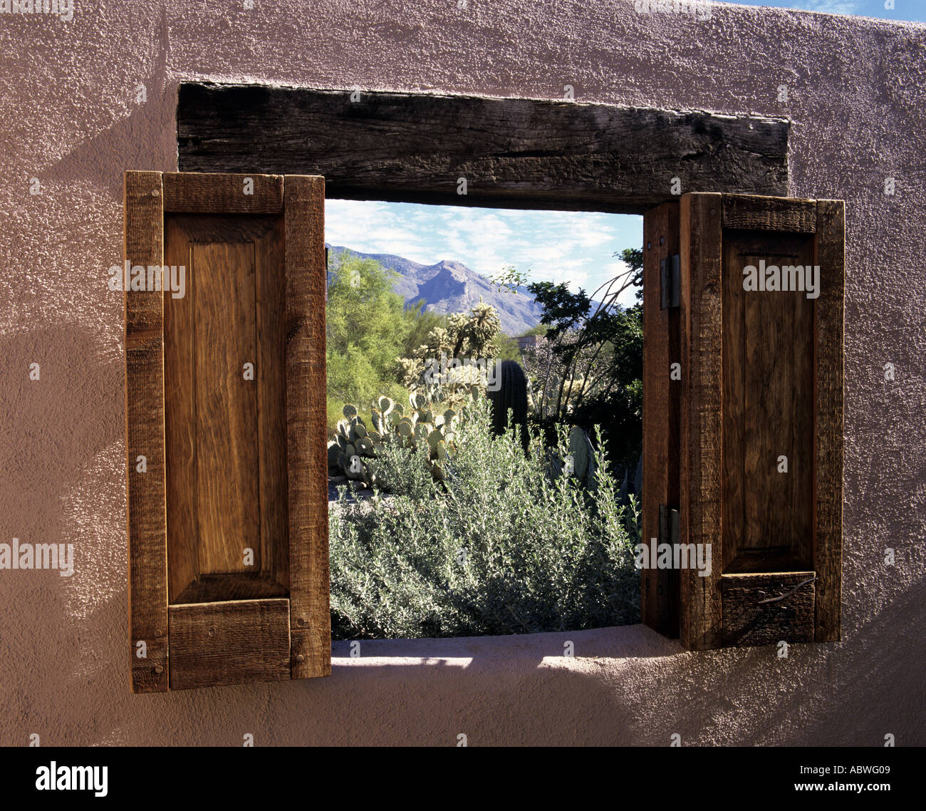 view through adobe window Stock Photo - Alamy