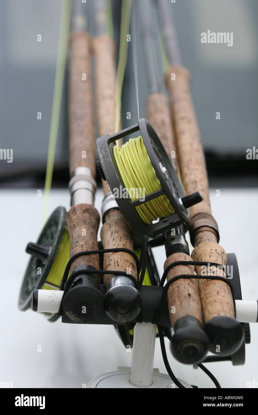 "Salmon rods on carrier Stock Photo - Alamy