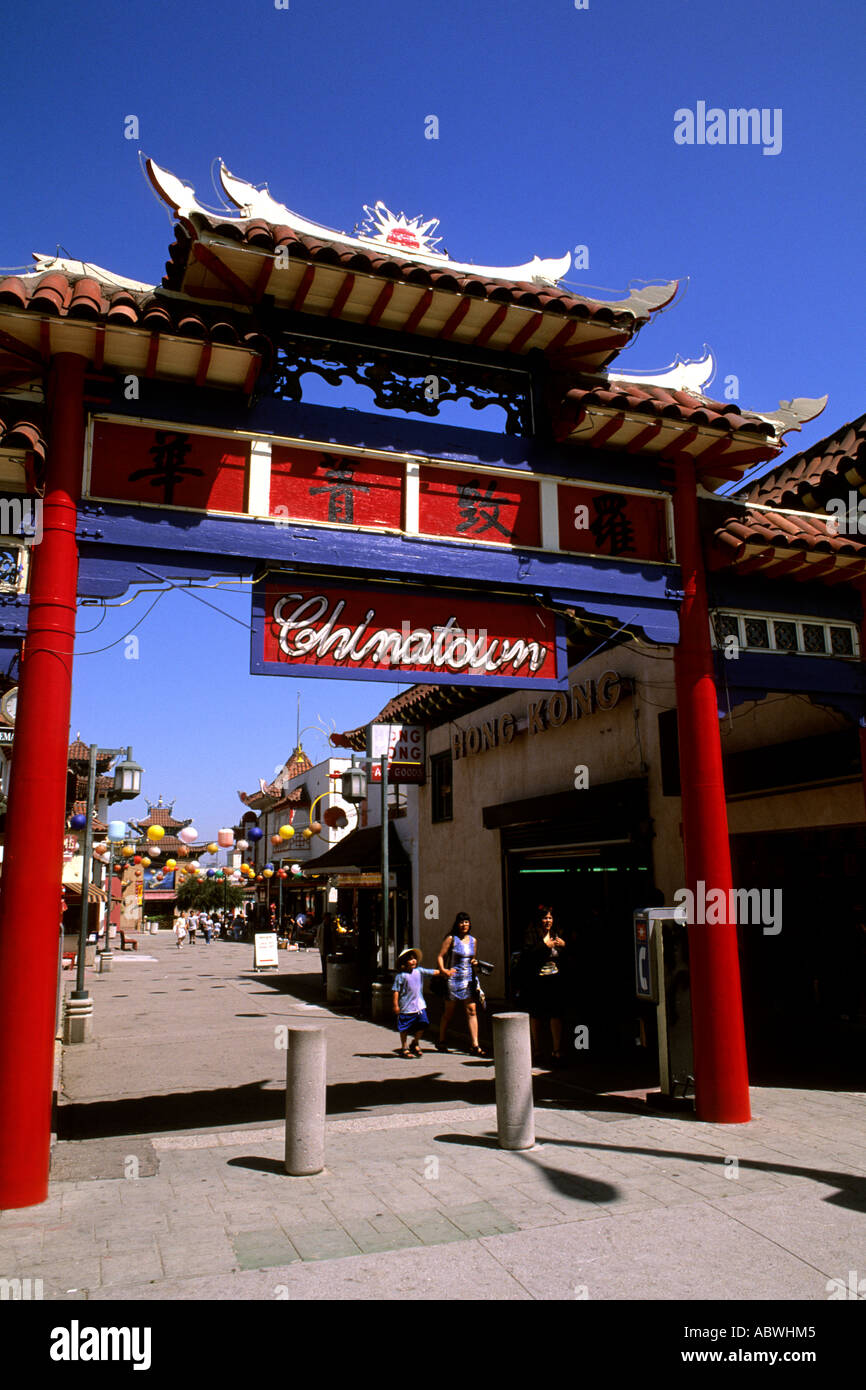 Entrance to Chinatown in red in Los Angeles California USA Stock Photo ...