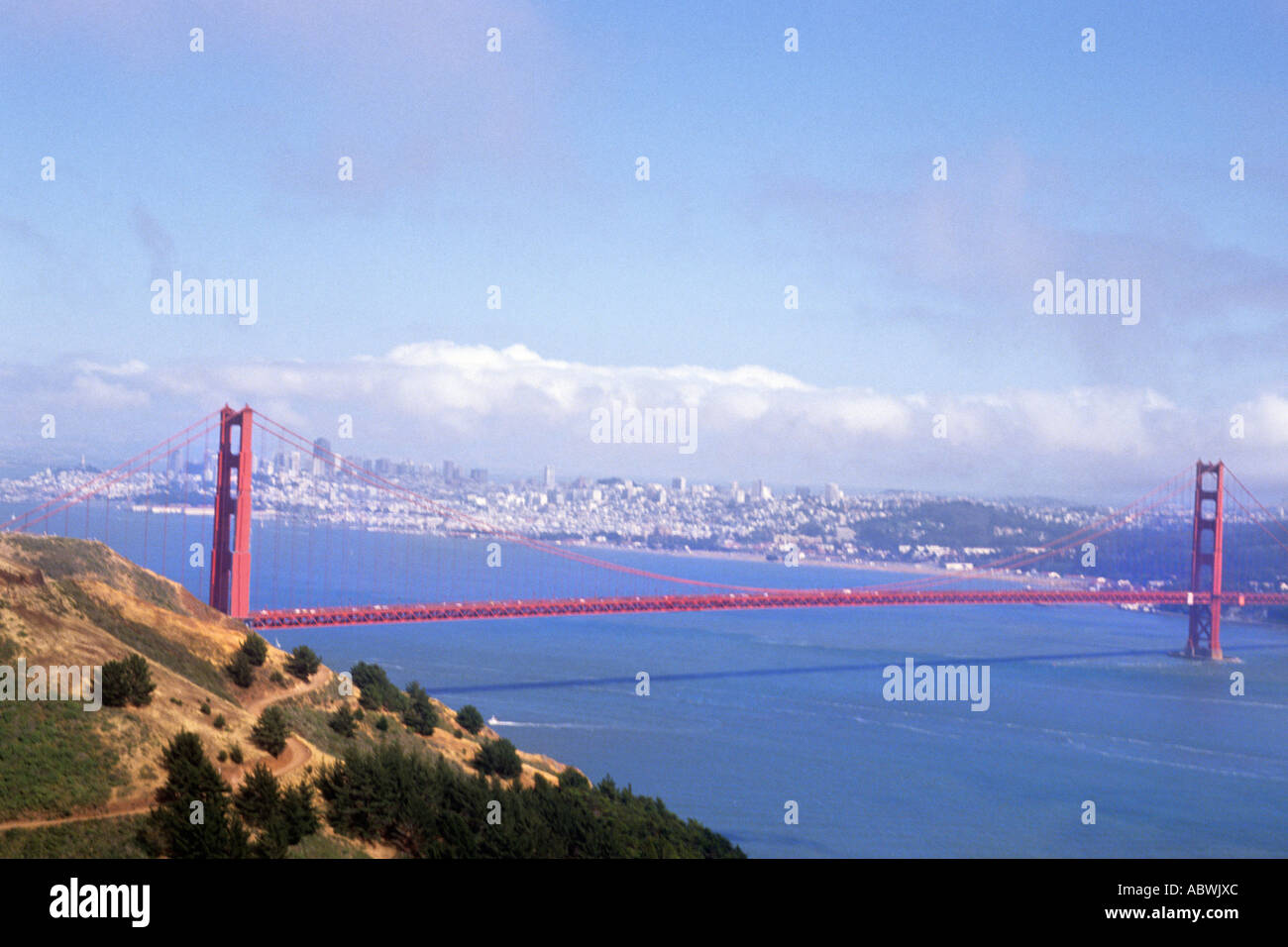 Famous Landmark of San Francisco the Golden Gate Bridge and the bay and ...