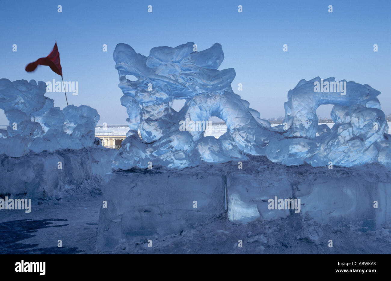 Dragon ice sculptures Harbin China Stock Photo - Alamy