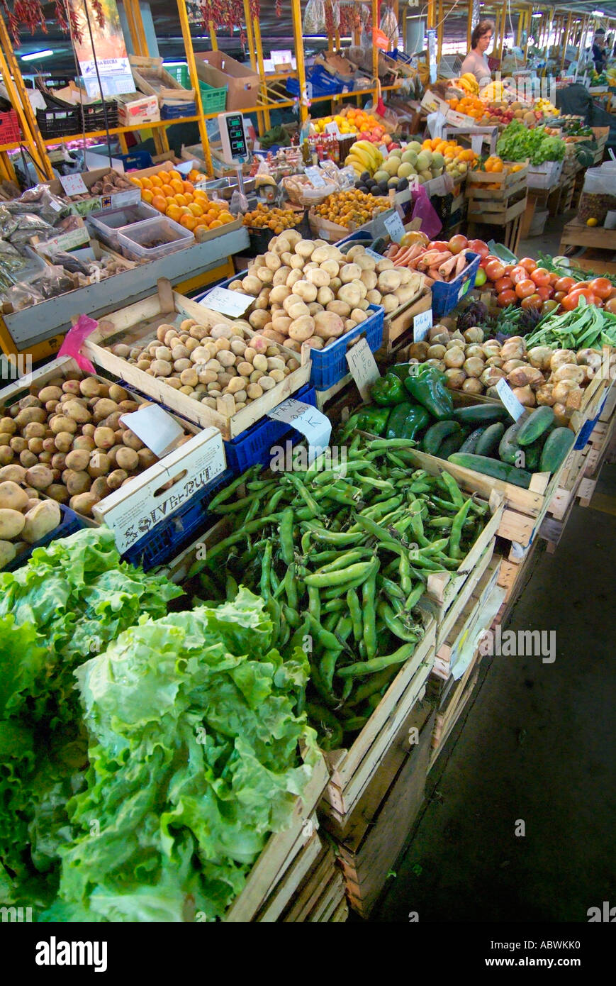 Fresh fruit vegetable green grocery potato stall holder traditional box ...