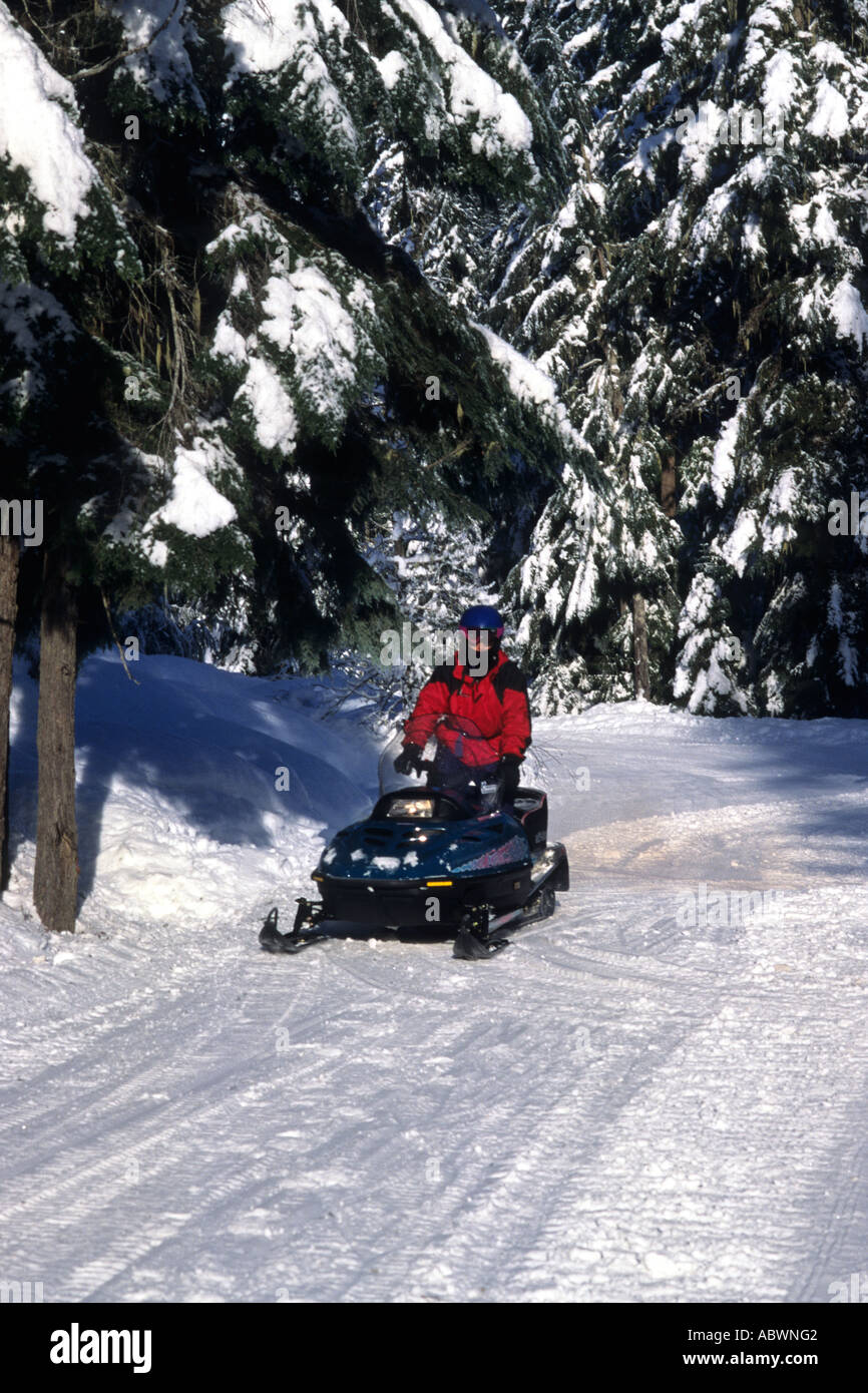 Snow mobiling adventure with riders thru the winter trails in New ...