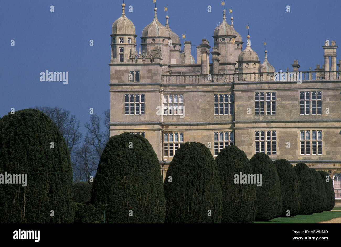 The topiary garden and Burghley House Lincolnshire England UK Stock ...