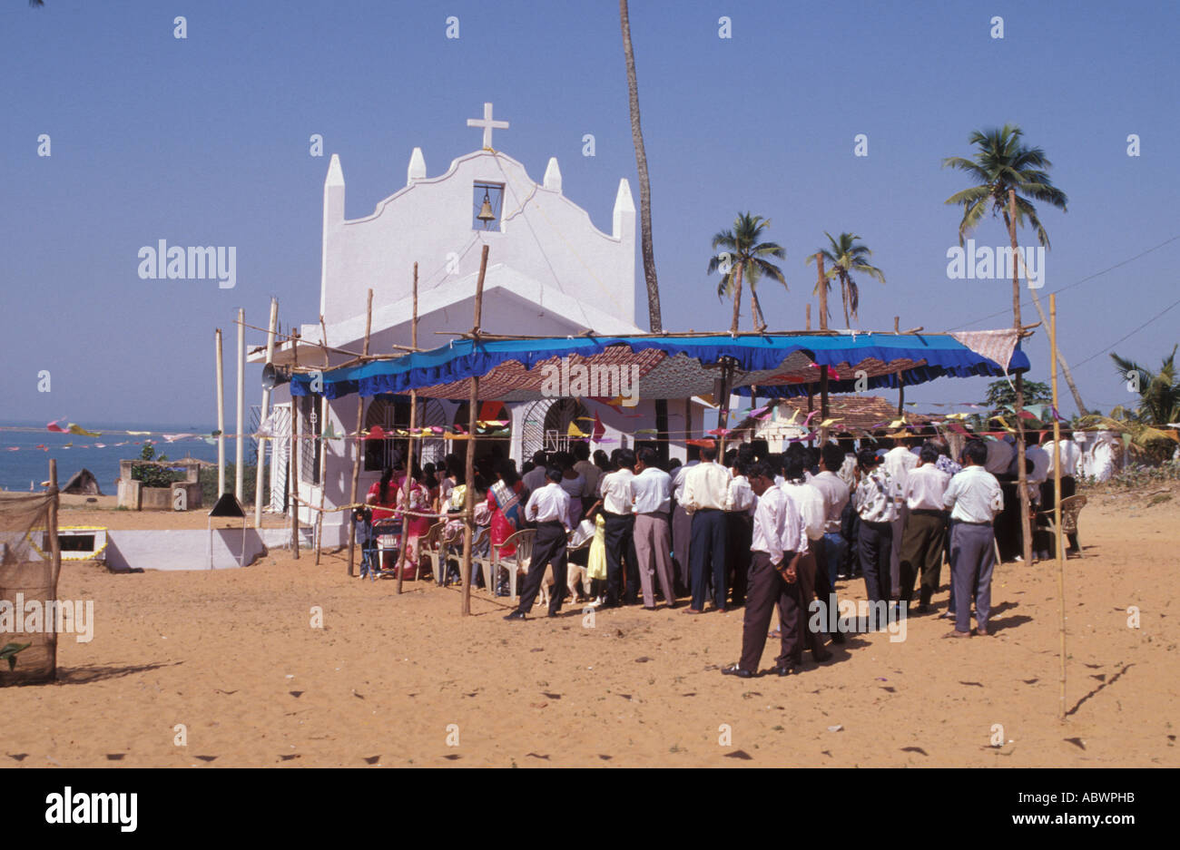 Church service at chapel on Baga beach Goa India Asia Stock Photo - Alamy