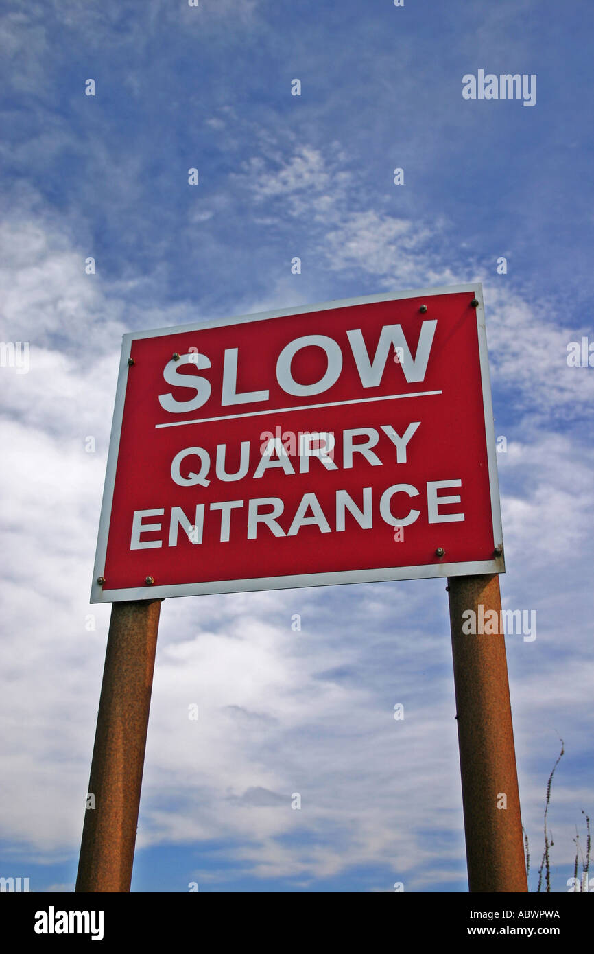 Slow Quarry Entrance warning sign near Longhoughton Northumberland ...