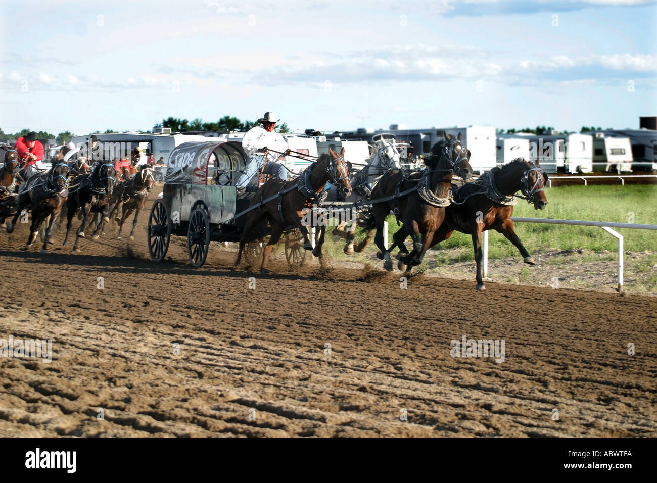 Rodeo Alberta Canada Chuck wagon race racing Stock Photo - Alamy