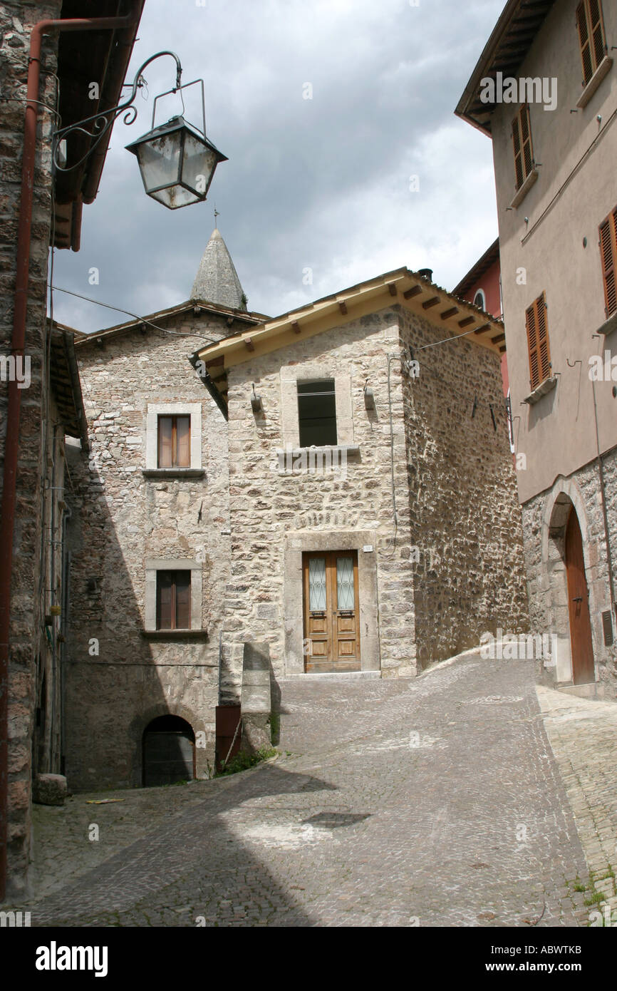 Typical street in the Historic town of Visso in Le Marche Italy Stock ...