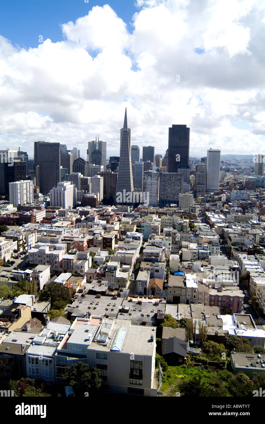 Skyline of San Francisco California including the Famous Pyramid ...