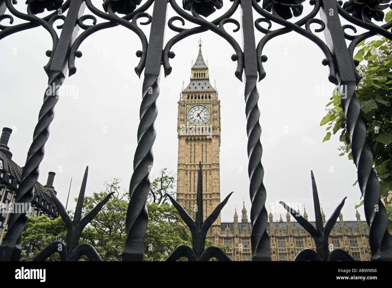 Big Ben seen through high security gates in London Stock Photo - Alamy