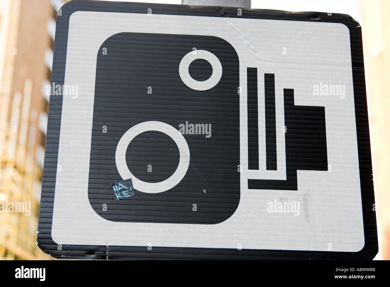 Gatso speed camera trap sign Stock Photo - Alamy