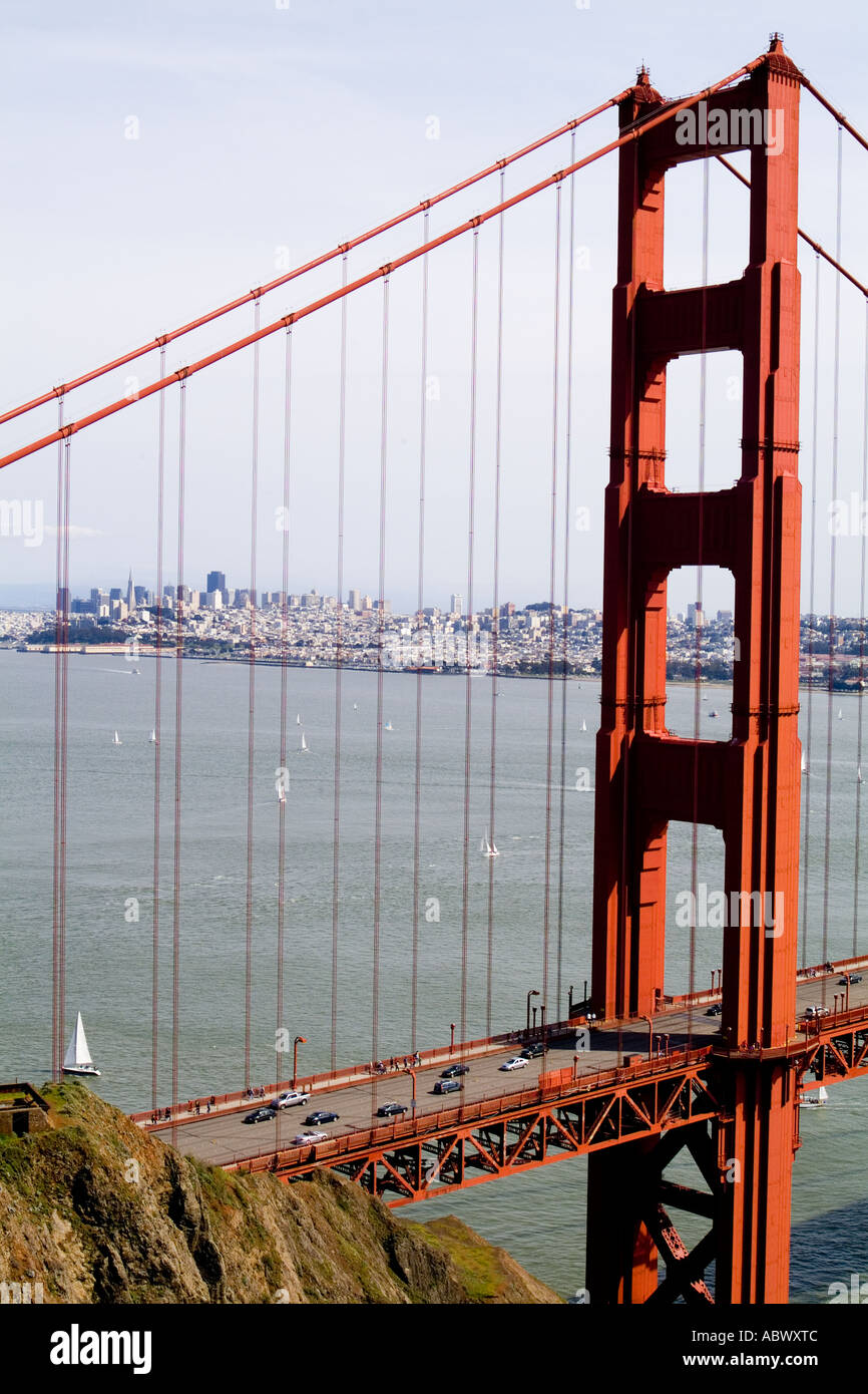Famous Landmark of San Francisco the Golden Gate Bridge and the bay and ...