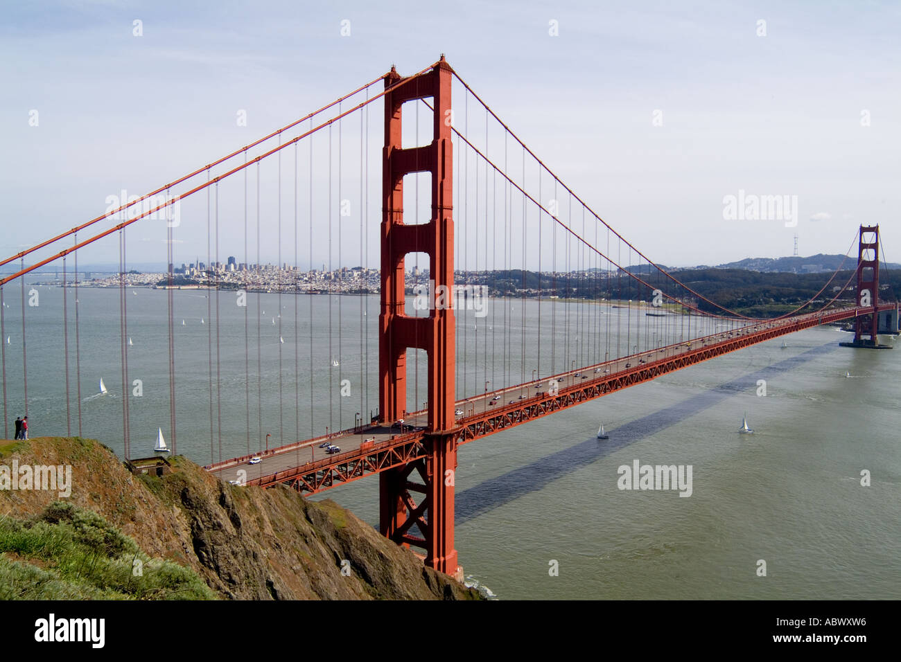 Famous Landmark of San Francisco the Golden Gate Bridge and the bay and ...