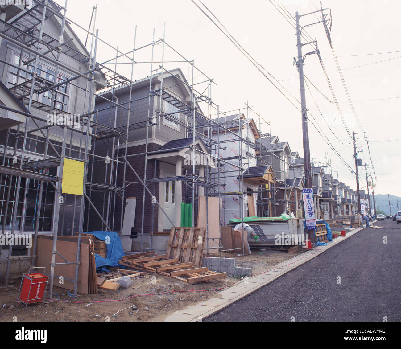 Side view of houses undergoing construction Stock Photo - Alamy